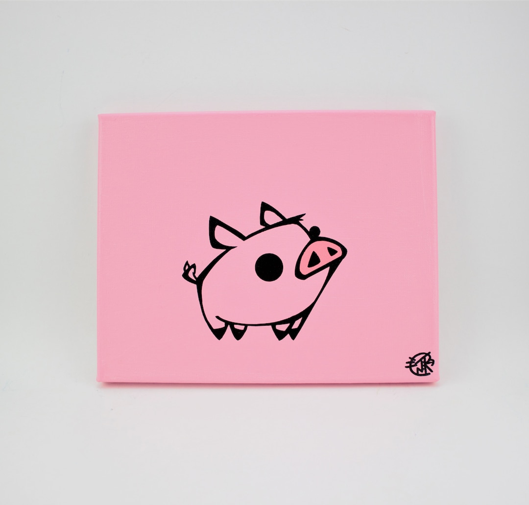 Piggy Smalls. 8"x 10" Hand Painted Canvas - Etsy