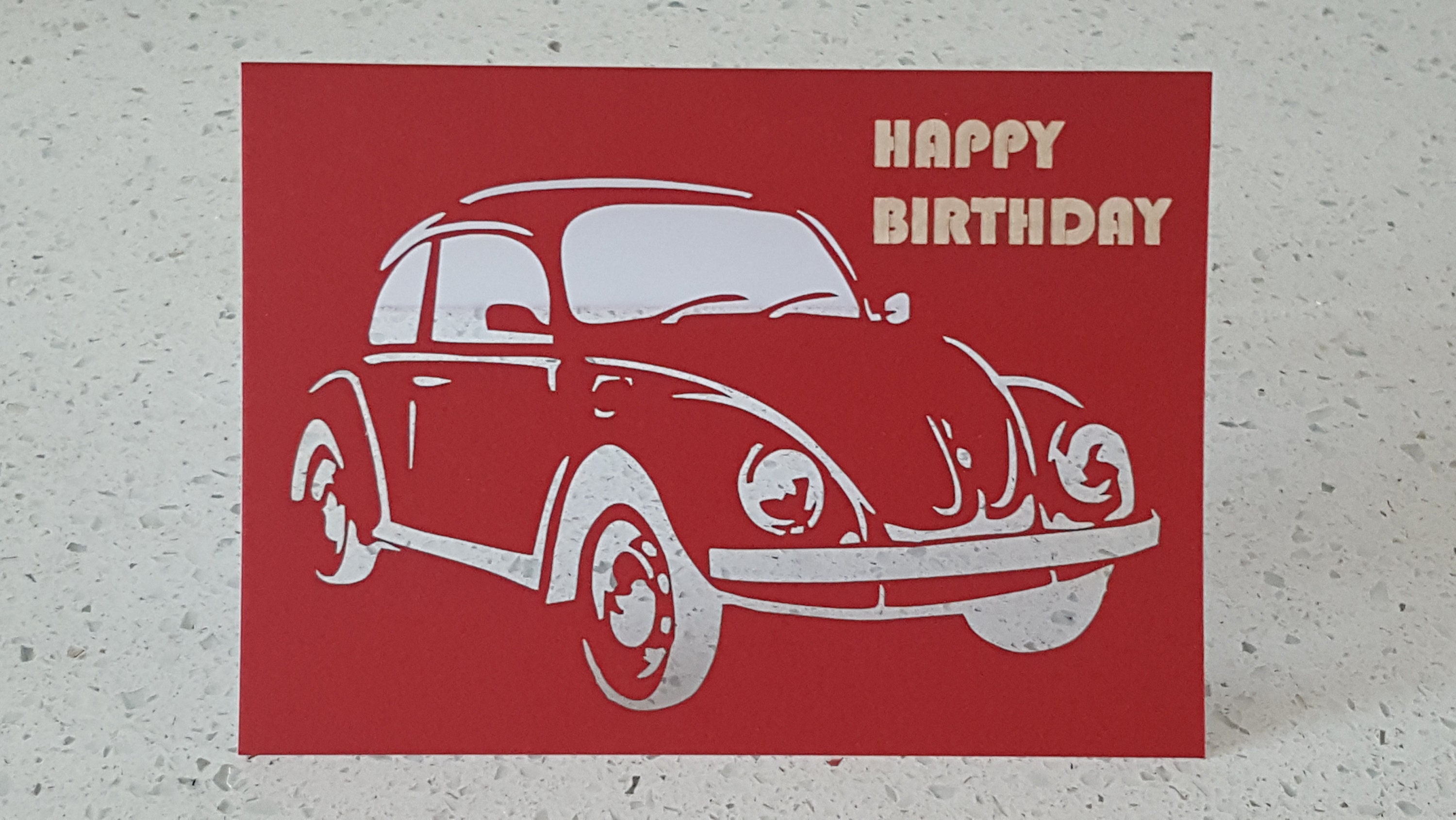 Laser Cut and Engraved VW Beetle Birthday Card Paper & Party Supplies ...