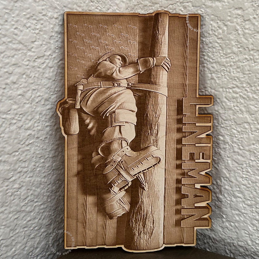 Lineman Wood Sign 3D Illusion | Lineman Gift for Him | Lineman Decor ...