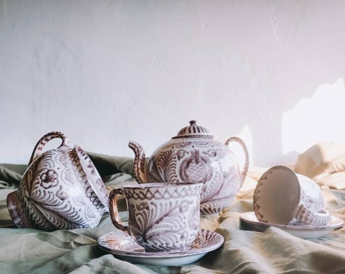 Handmade Fajalauza Spanish Tea Set | Teapot Tea Cups | House Warming ...