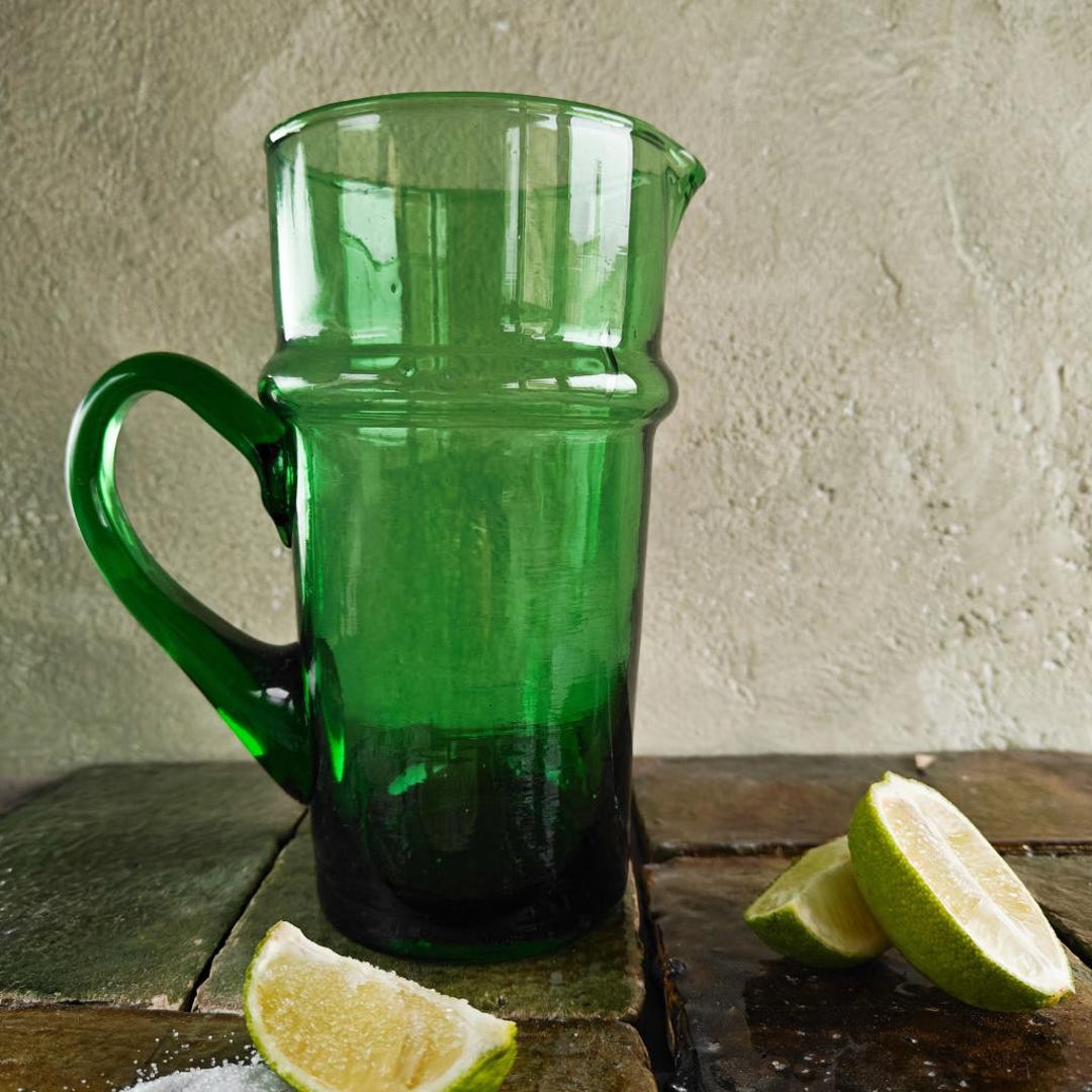 Traditional Handblown Moroccan Green Water Pitcher - Etsy