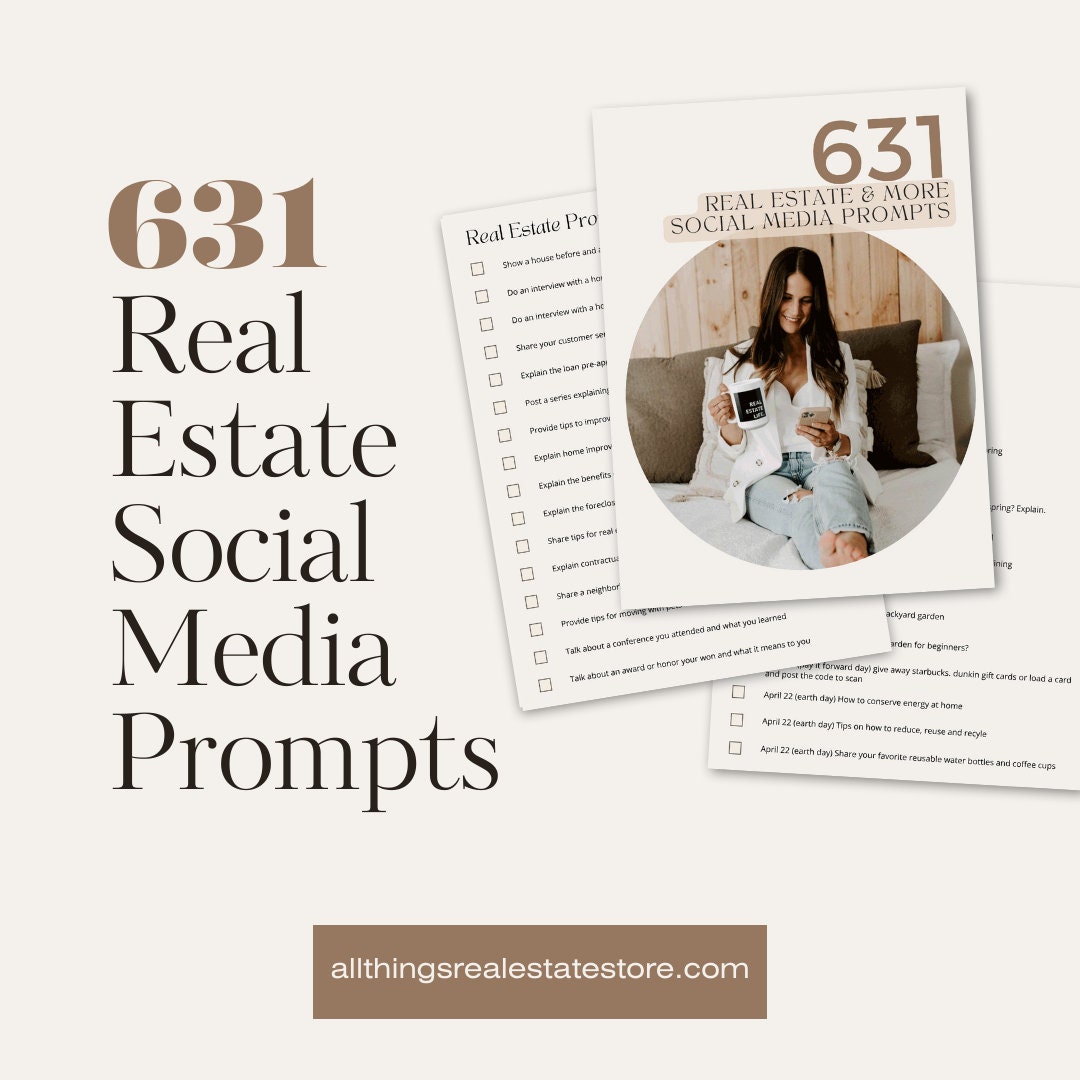 631 Real Estate Social Media Prompts Canva Template & Printable - Etsy