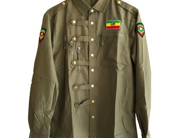 Rasta Military Shirt - Etsy