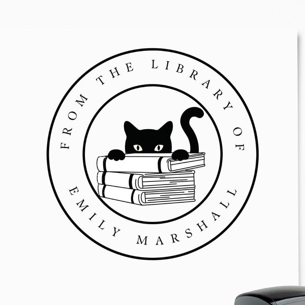 Cat Reading Stamp - Etsy