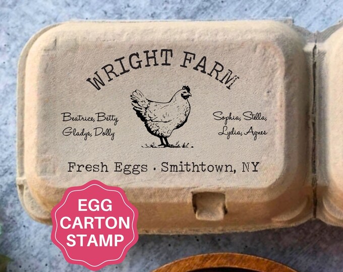Fresh Eggs Stamp Chicken Stamp Egg Carton Label Farm Stamp Hen and ...