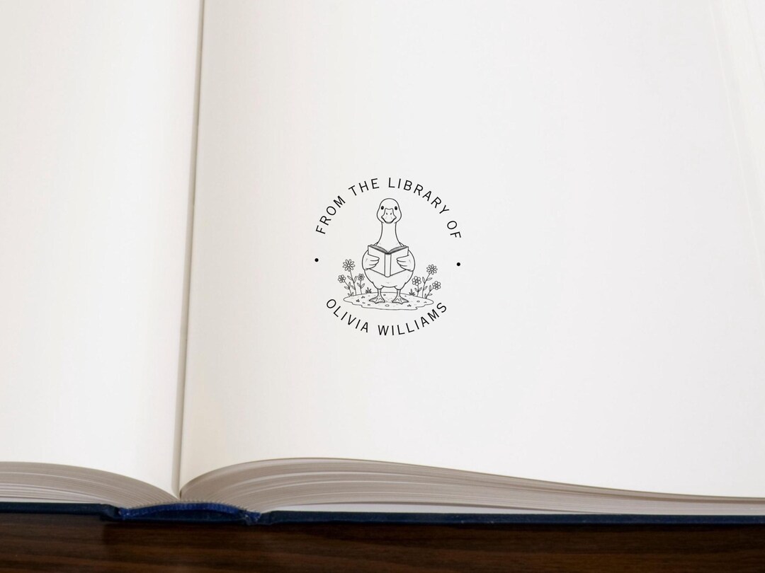 Kids Book Stamp Personalized Kids Goose Library Stamp Embosser Custom ...