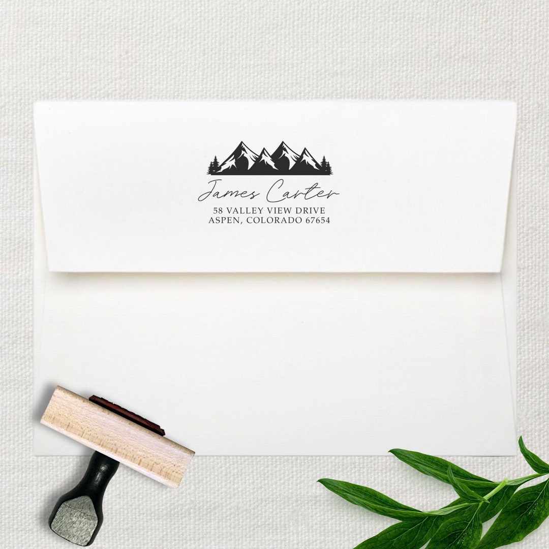 Handwritten Return Label Stamp Men's Address Stamp Mountain Address ...
