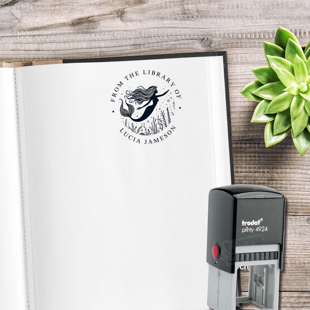 MERMAID Library Stamp Personalized Mermaid From Library of Custom Book ...