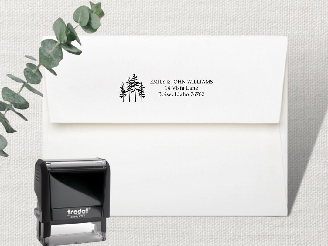 Custom Address Stamp Pine Tree Return Address Stamp, Evergreen Tree ...