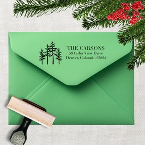 Custom Address Stamp Pine Tree Return Address Stamp, Evergreen Tree ...