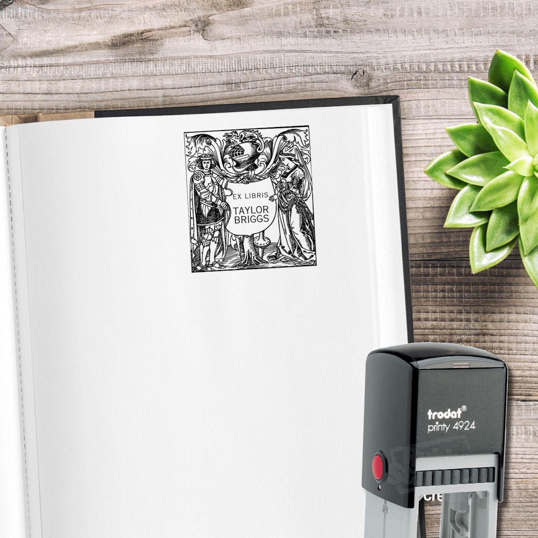 Medieval Book Stamp Personalized Ex Libris Library Stamp, Vintage ...