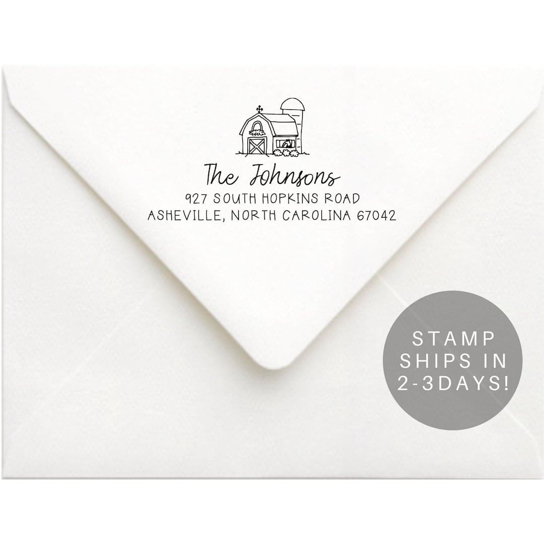 Custom Family Address Stamp, Barn Return Address Stamp Self-inking ...