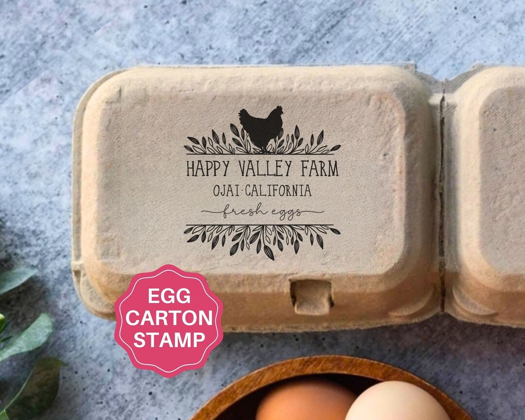 Fresh Eggs Stamp, Egg Carton Stamp Custom Farm Stamp, Large Chicken Egg ...