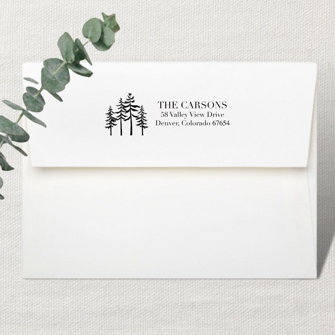 Custom Address Stamp Pine Tree Return Address Stamp, Evergreen Tree ...