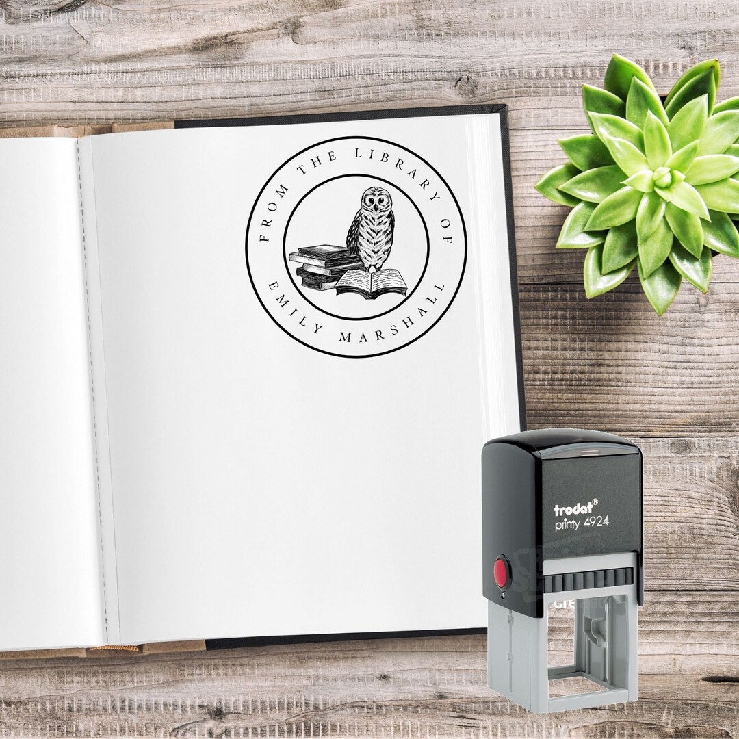 Library Book Stamp Owl Book Stamp Personalized Book Stamper Teacher ...
