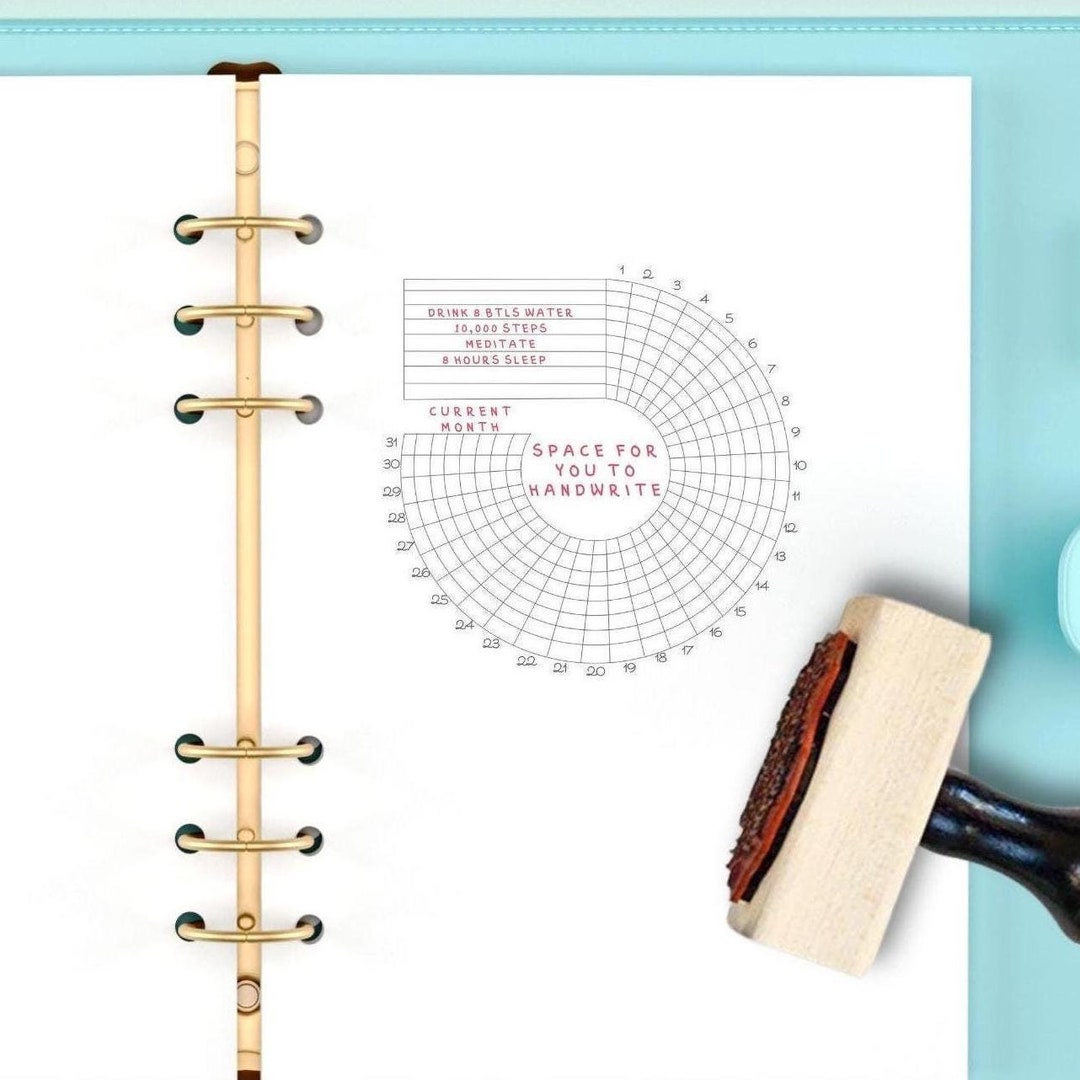 Calendar Stamp Perpetual, Circular Habit Tracker Stamp, Tracking Wheel ...
