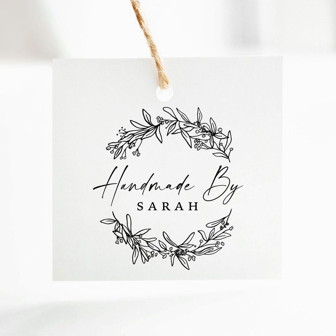 Handmade by Rubber Stamp Custom Name Hand Made by Stamp, Floral ...