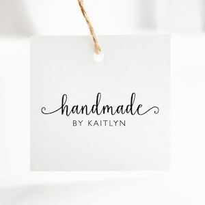 Handmade by Stamp Custom Rubber Stamp Calligraphy Handmade Tags Small ...