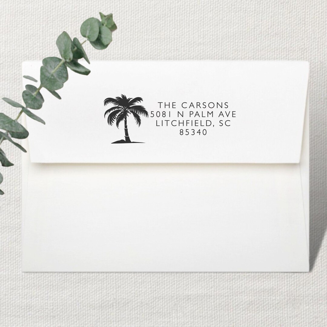Address Stamp Palm Tree Self Inking Stamp, Florida Realtor Gift Clients ...