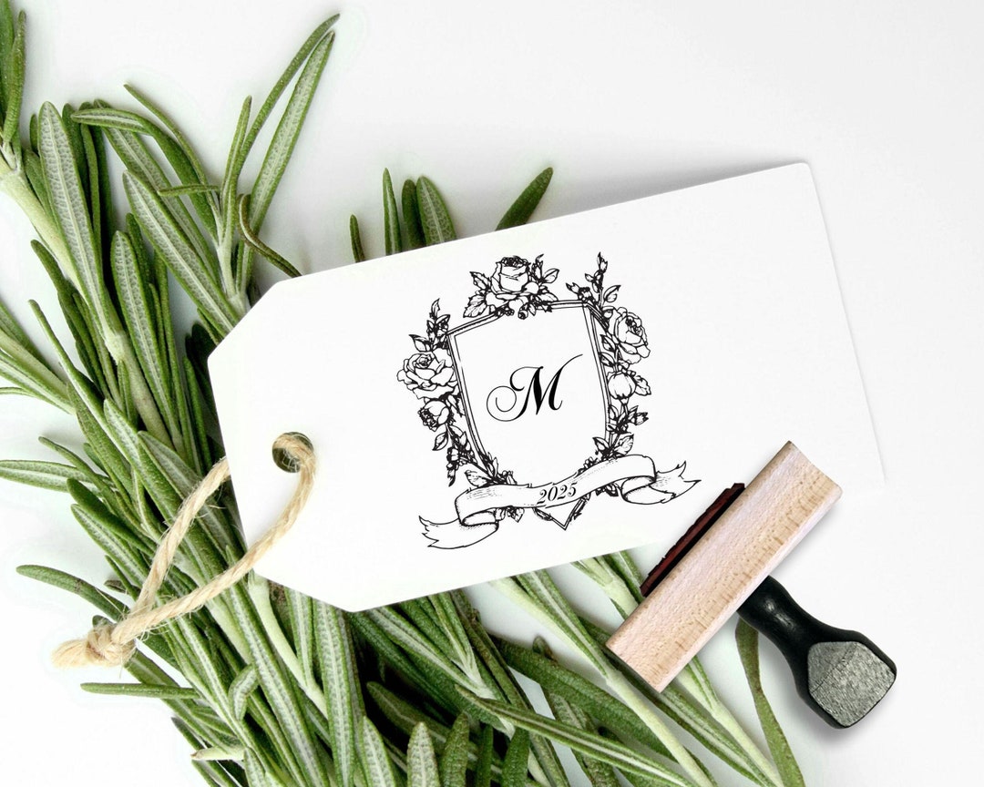 Custom Wedding Stamper, Floral Monogram Wedding Crest Logo Invitation ...