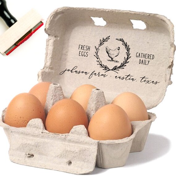 Chicken Egg Cartons Stamp, Chicken Stamp, Personalized Egg Design ...