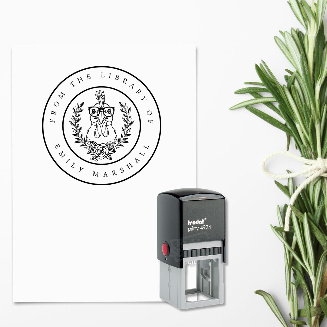 Personalized Chicken Library Stamp With Name Chicken Book Stamp From ...
