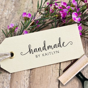 Handmade by Stamp Custom Rubber Stamp Calligraphy Handmade Tags Small ...