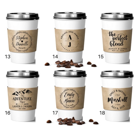 Coffee Sleeve Stamps, Monogram Bridal Shower Favor, Personalized Stamp ...