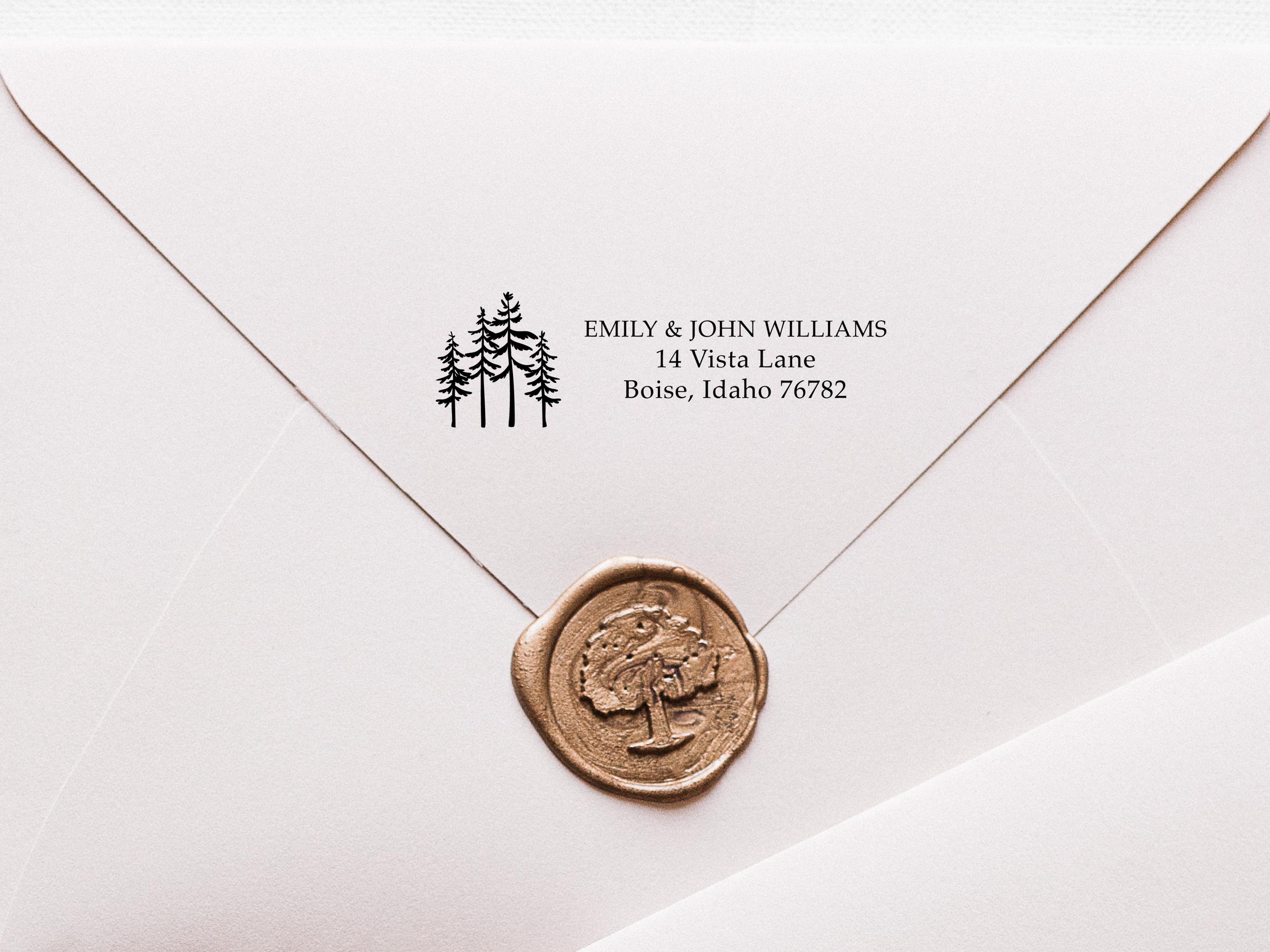 Custom Address Stamp Pine Tree Return Address Stamp, Evergreen Tree ...