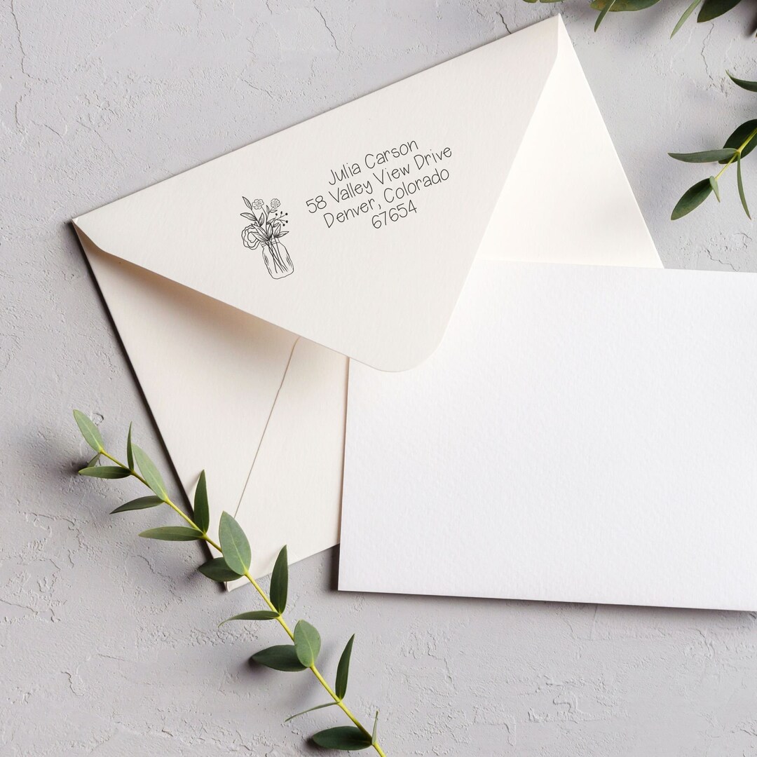 Return Label Stamp Address Stamp Flower Self-inking Stamp, Personalized ...