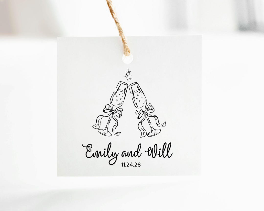 Wedding Favor Stamp Custom Stamp for Weddings, Personalized Champagne ...