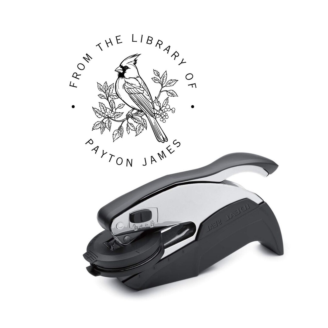 Custom Book Embosser Stamp Bird Library Embossing Stamp, Cardinal ...