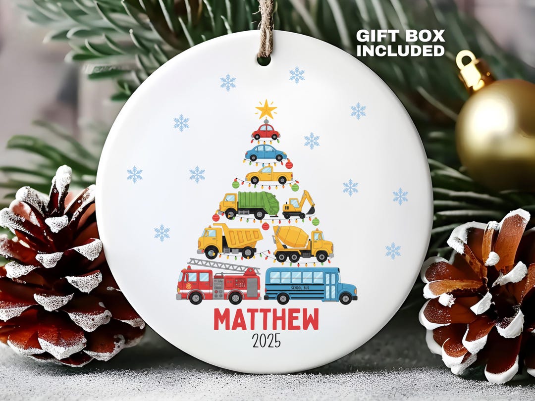 Boys Christmas Ornament Personalized Boys Name Transportation Ornament ...