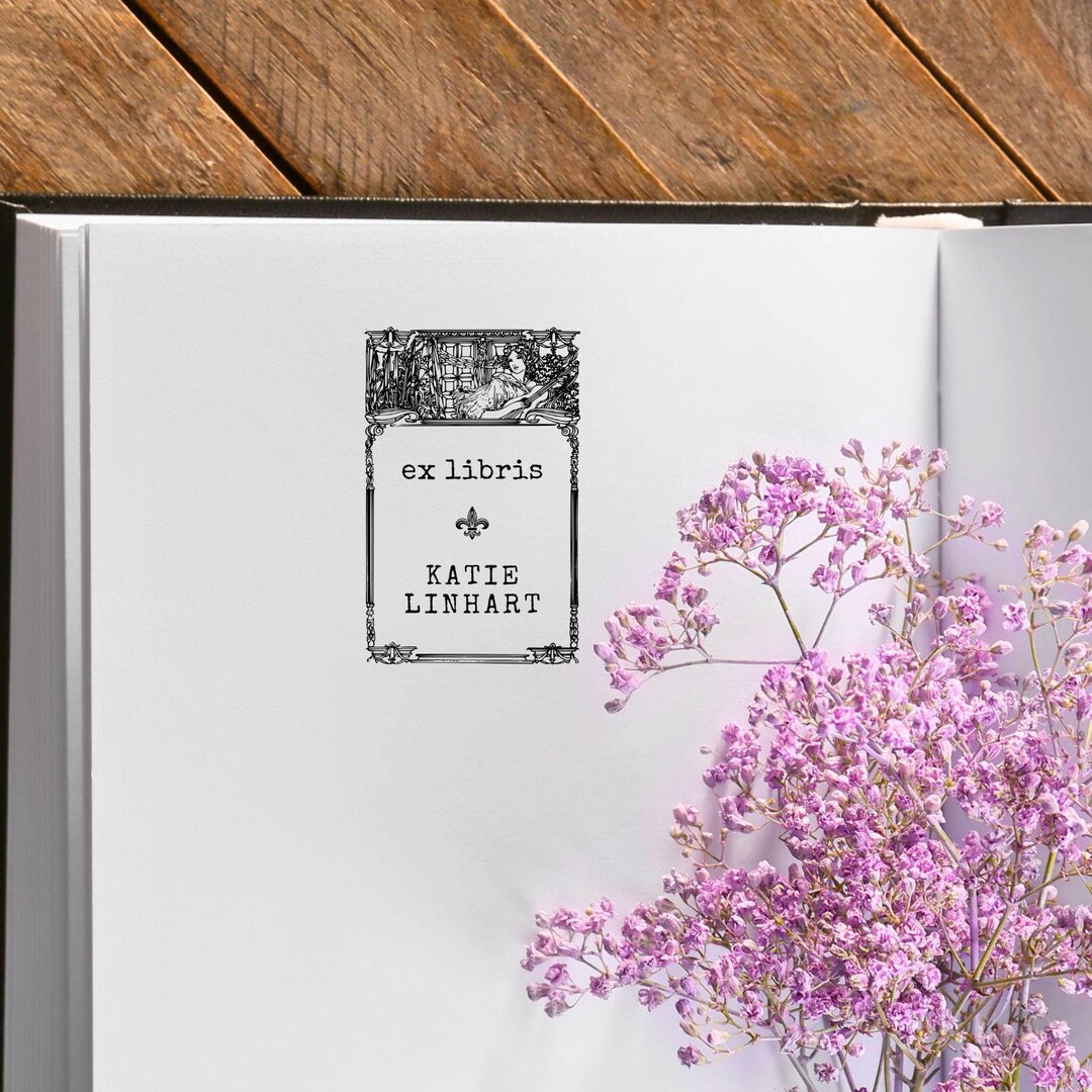 Medieval Library Stamper, Ex Libris Personal Book Stamp Girl, Woman ...