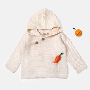 Milan Earthy Knit Baby Hooded Button Jacket (organic Cotton).super Soft ...