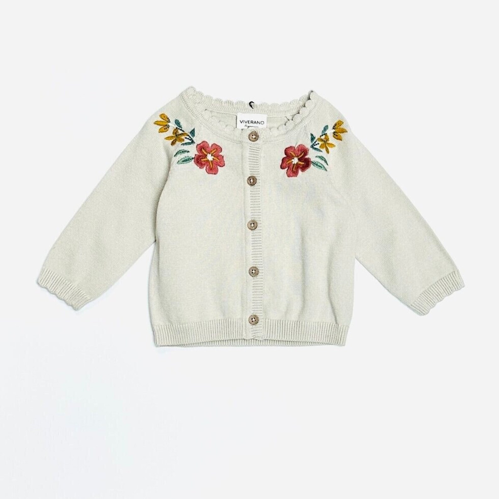 Floral Embroidered Baby Cardigan Sweater (organic Cotton) - Etsy