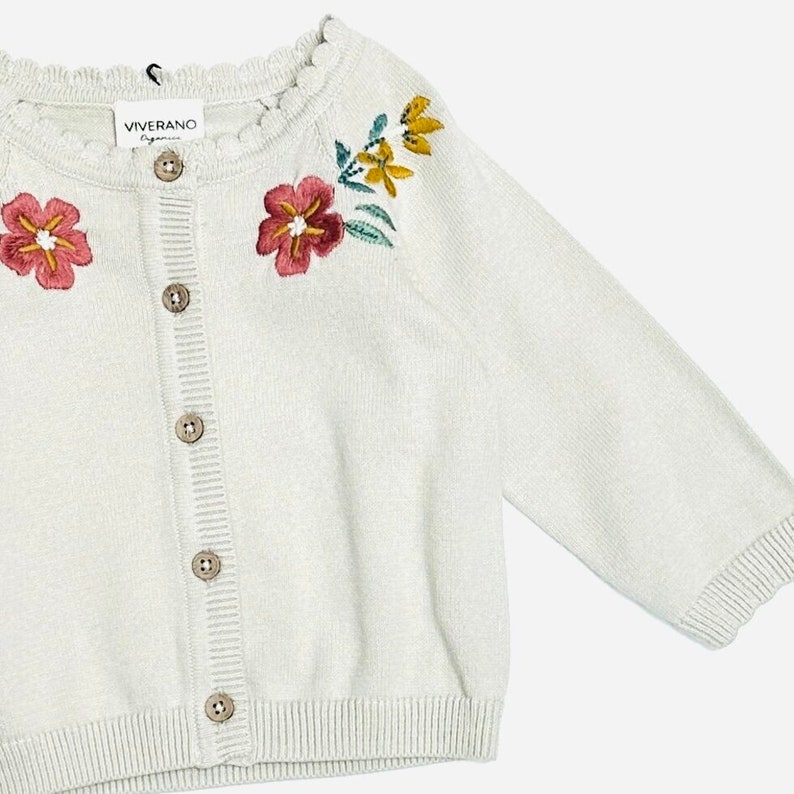 Floral Embroidered Baby Cardigan Sweater (organic Cotton) - Etsy