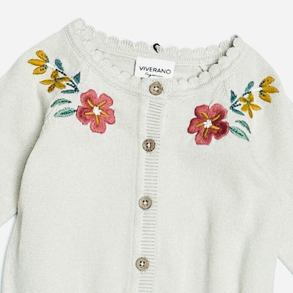 Floral Embroidered Baby Cardigan Sweater (organic Cotton) - Etsy