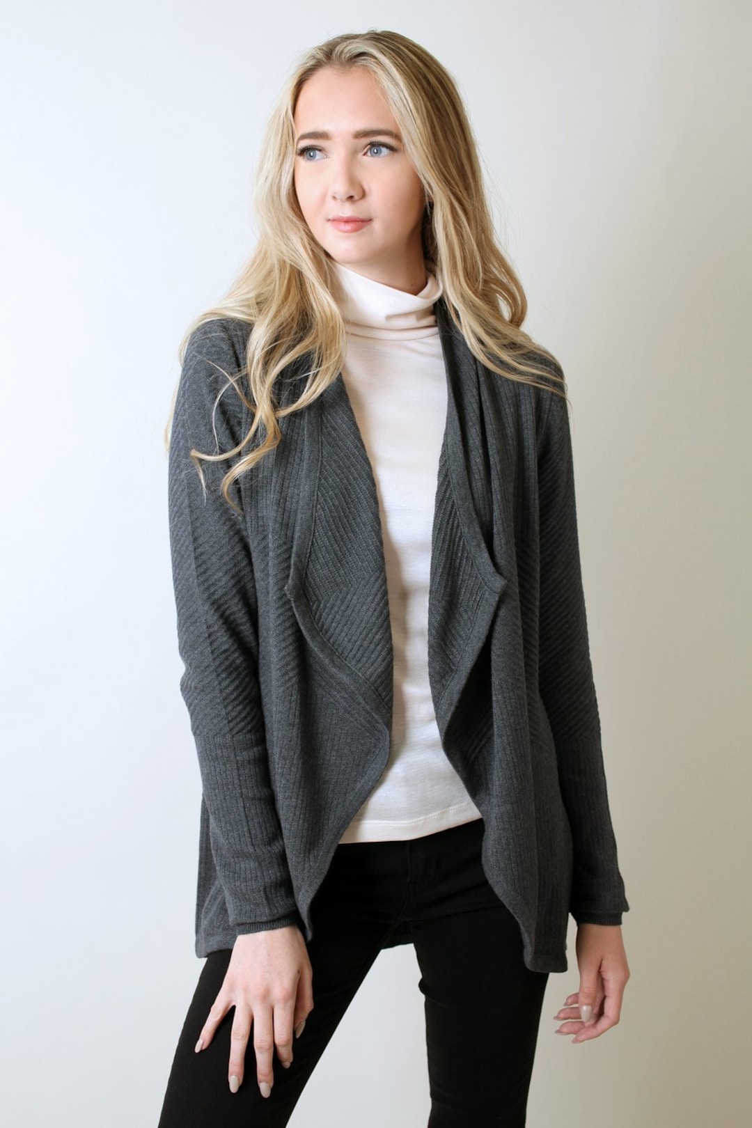 Eco-chic Knit Waterfall Sweater Cardigan Wrap Topper, Organic Cotton ...