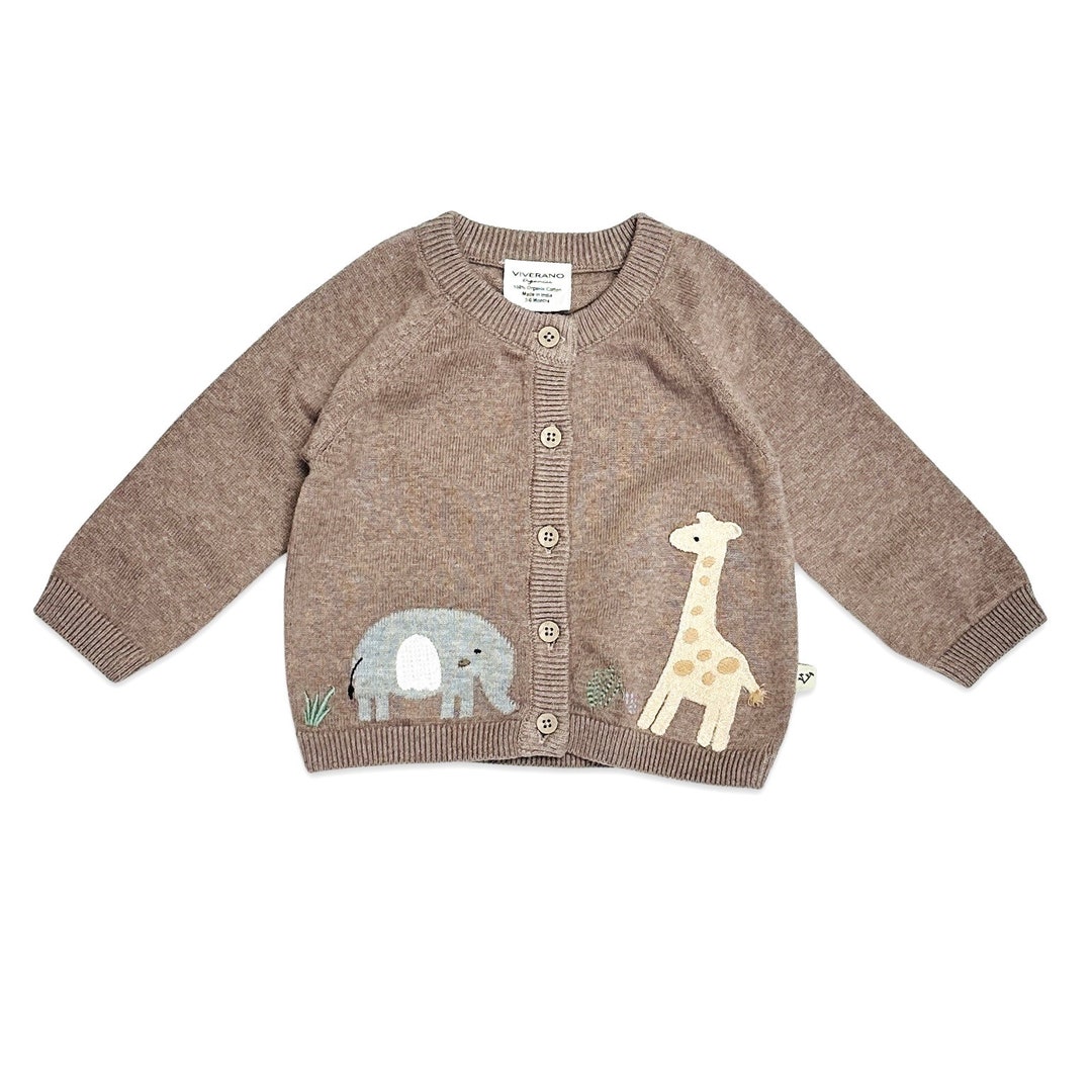 Elephant Giraffe Baby Cardigan Sweater (organic) - 2 Colors - Etsy