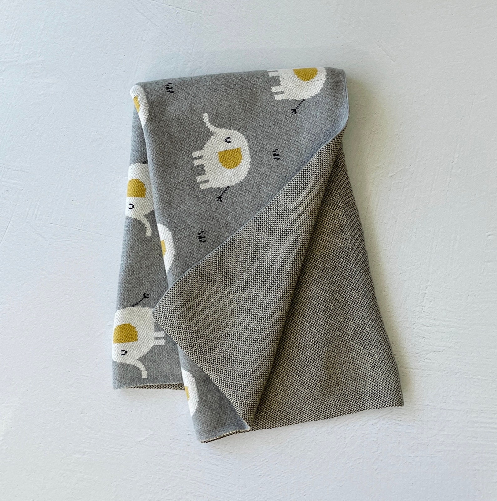 Elephant Jacquard Knit Baby Blanket & Lovey SET organic - Etsy