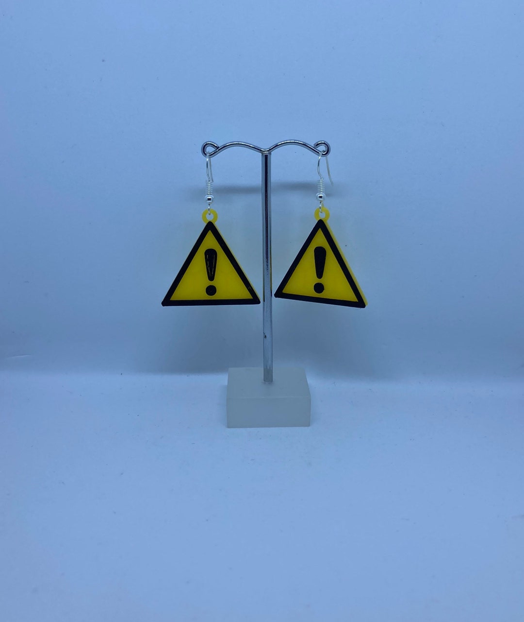 3D Printed Warning Symbol Earrings - Etsy