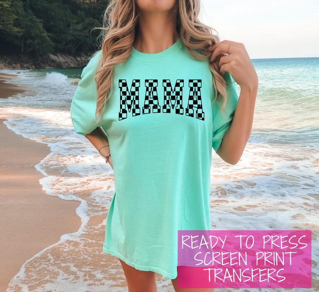 READY TO PRESS Screen Print Transfer | Distressed Checkered Mama Screen ...
