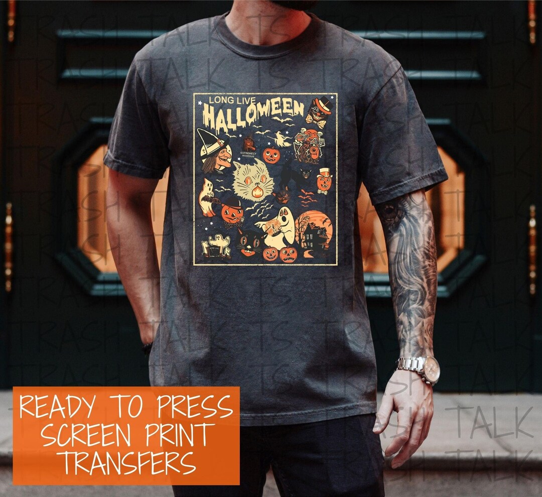 READY TO PRESS Screen Print Transfer Vintage Halloween Screen Print ...