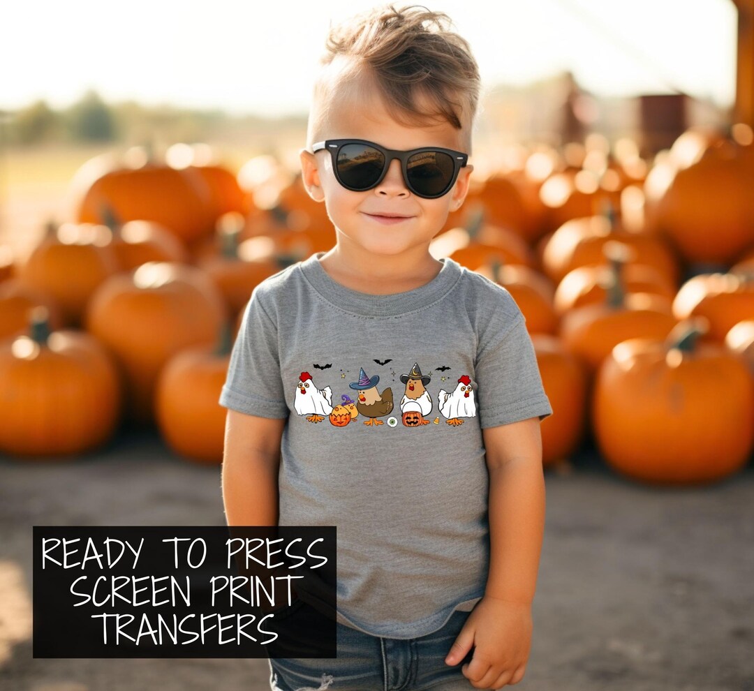 READY TO PRESS Screen Print Transfer | Halloween Chickens Screen Print ...