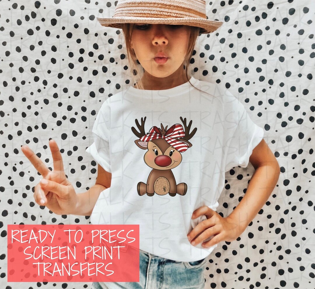 READY TO PRESS Screen Print Transfer | Girl Reindeer Screen Print ...