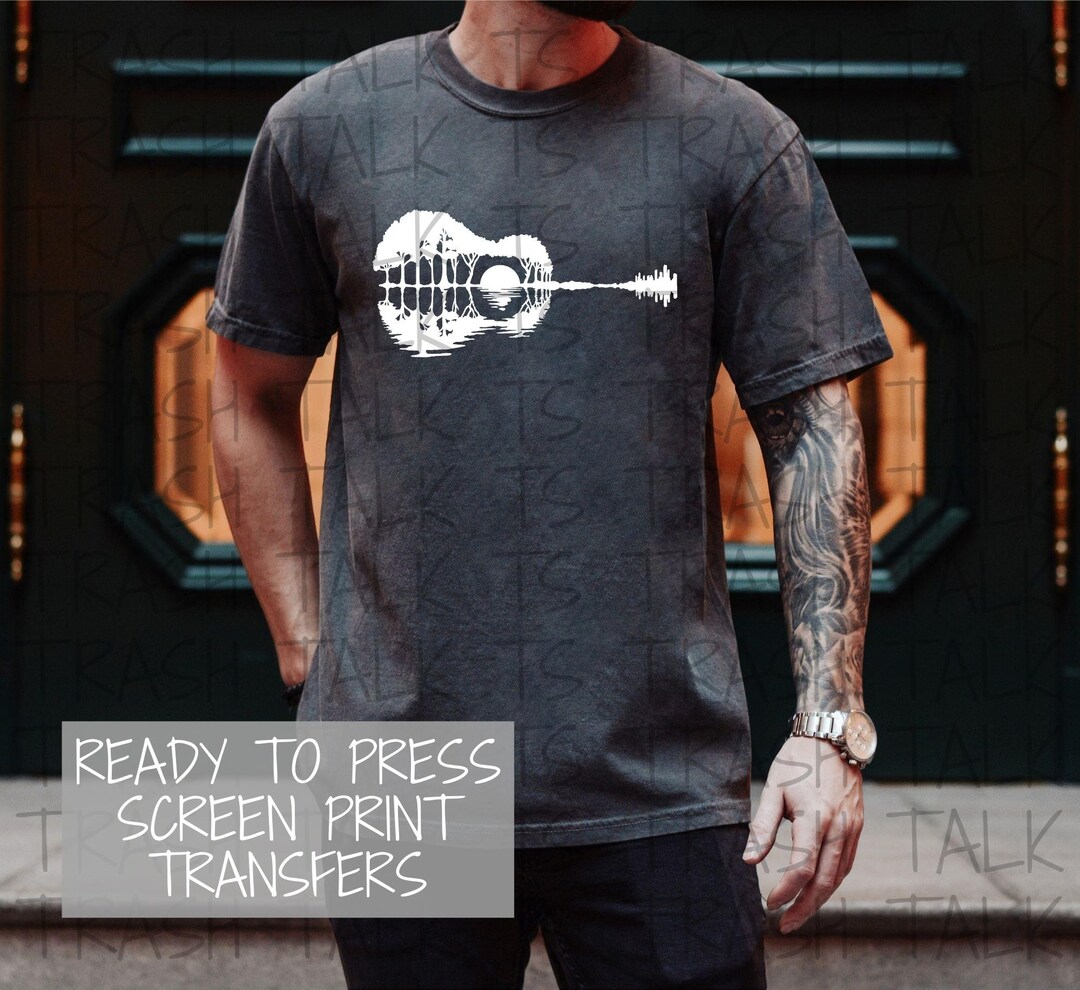 READY TO PRESS Screen Print Transfer | Guitar Horizon Print Transfer ...