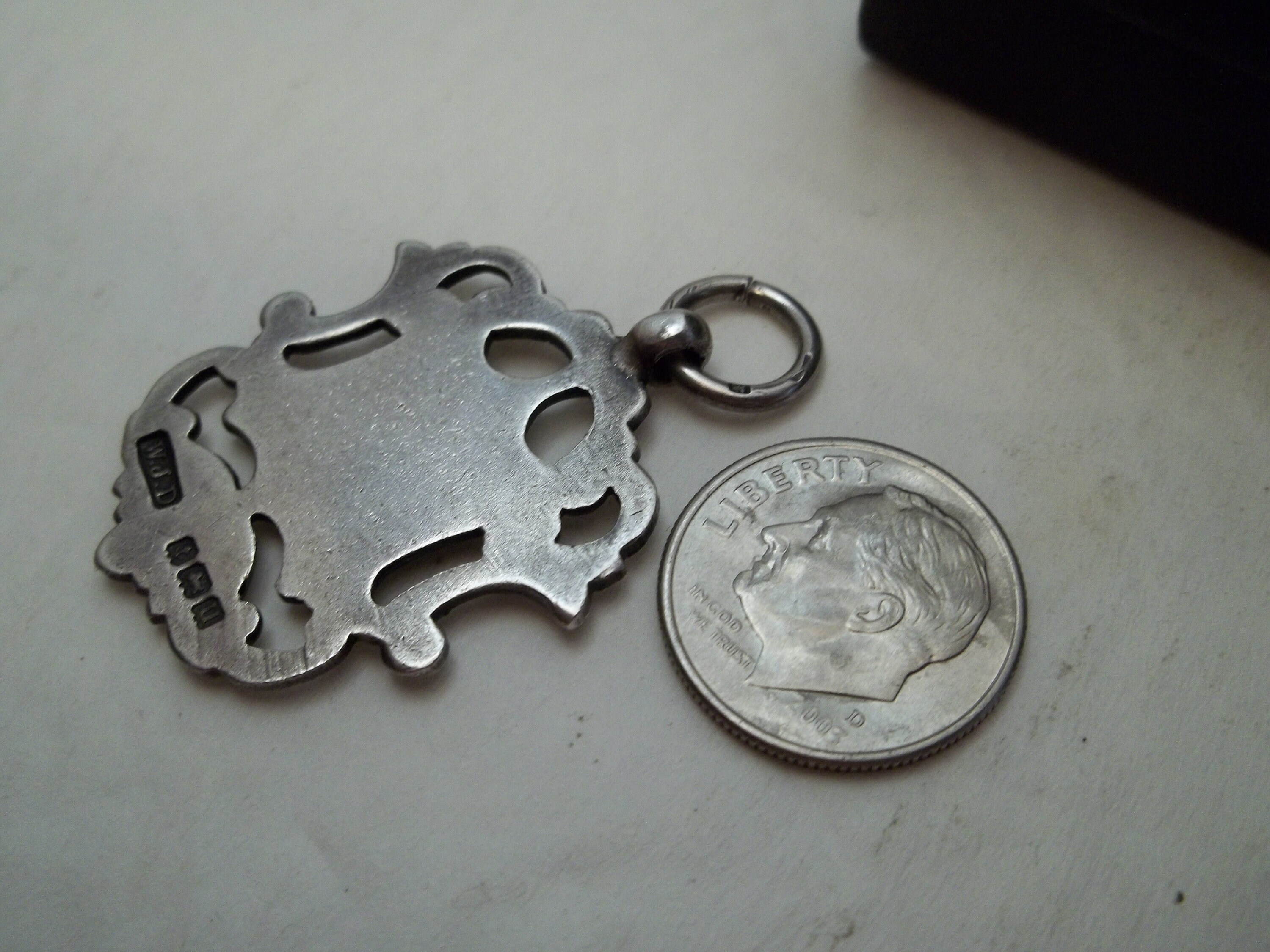 1919 Edwardian Shield Fob British Sterling W/original Lion Passant ...