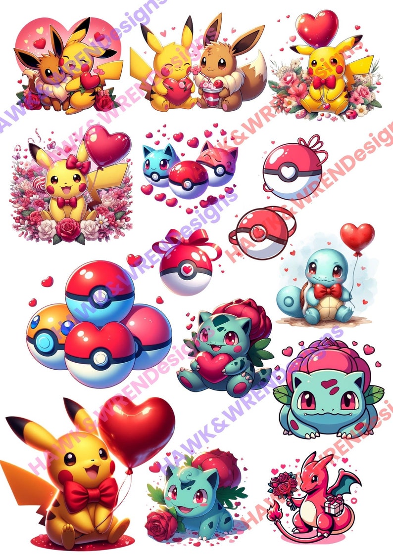 Valentine Pokémon Clipart UPDATED as of 1-27-24 - Etsy
