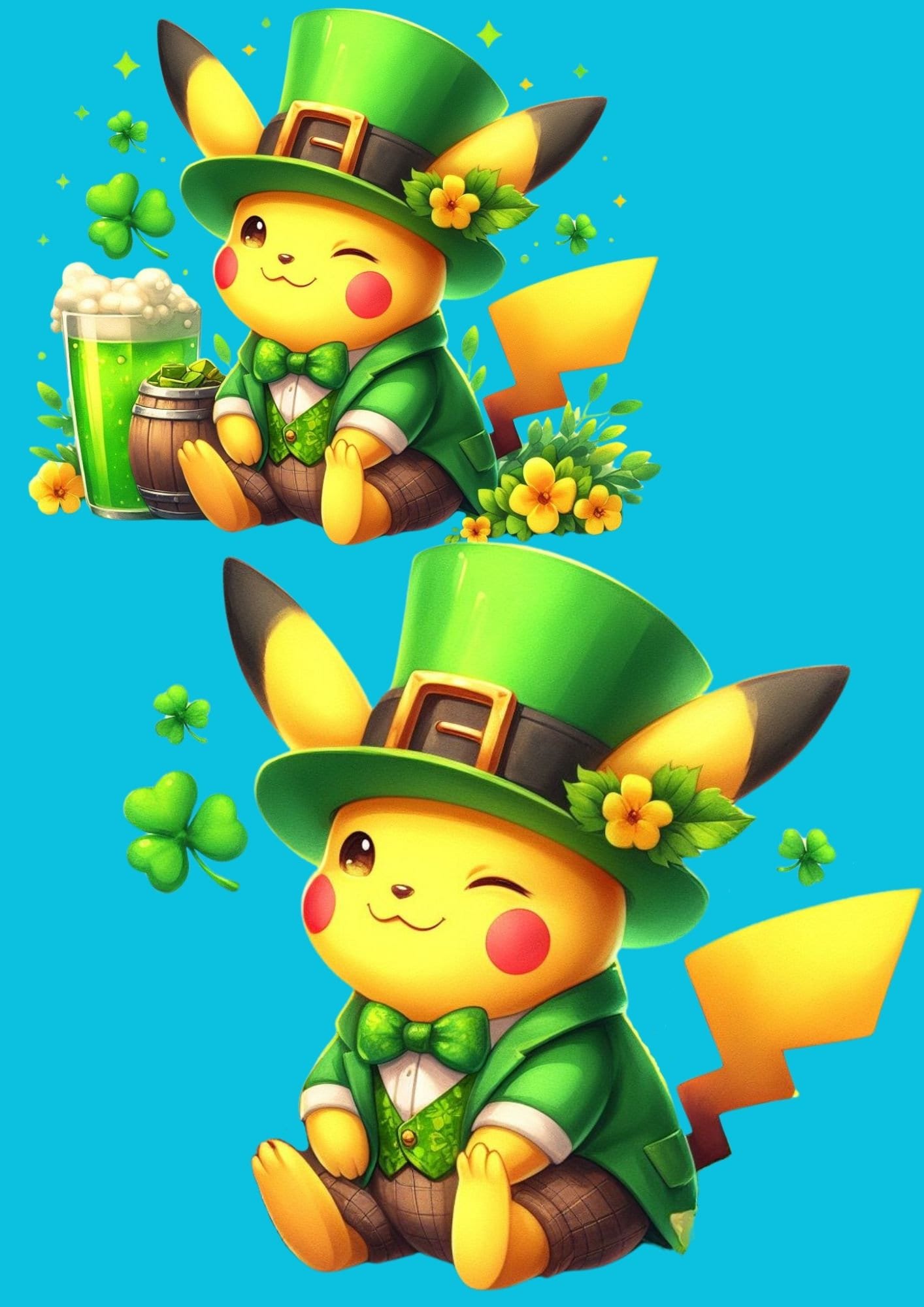 St. Patrick's Day Pokémon Pikachu Clip Art, 300DPI, PNG, POD - Etsy